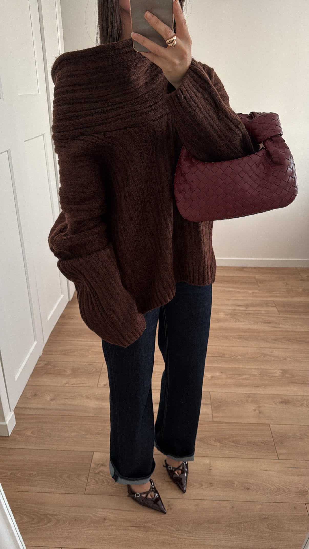 Thick boat neck sweater [brown]